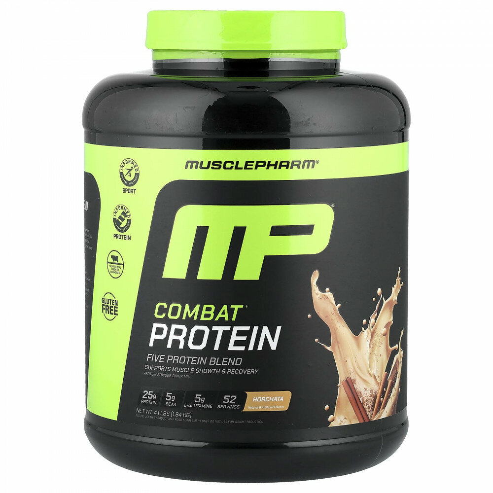 MusclePharm, Combat®, протеиновый порошок, со вкусом орчаты, 1,84 кг (4,1 фунта)