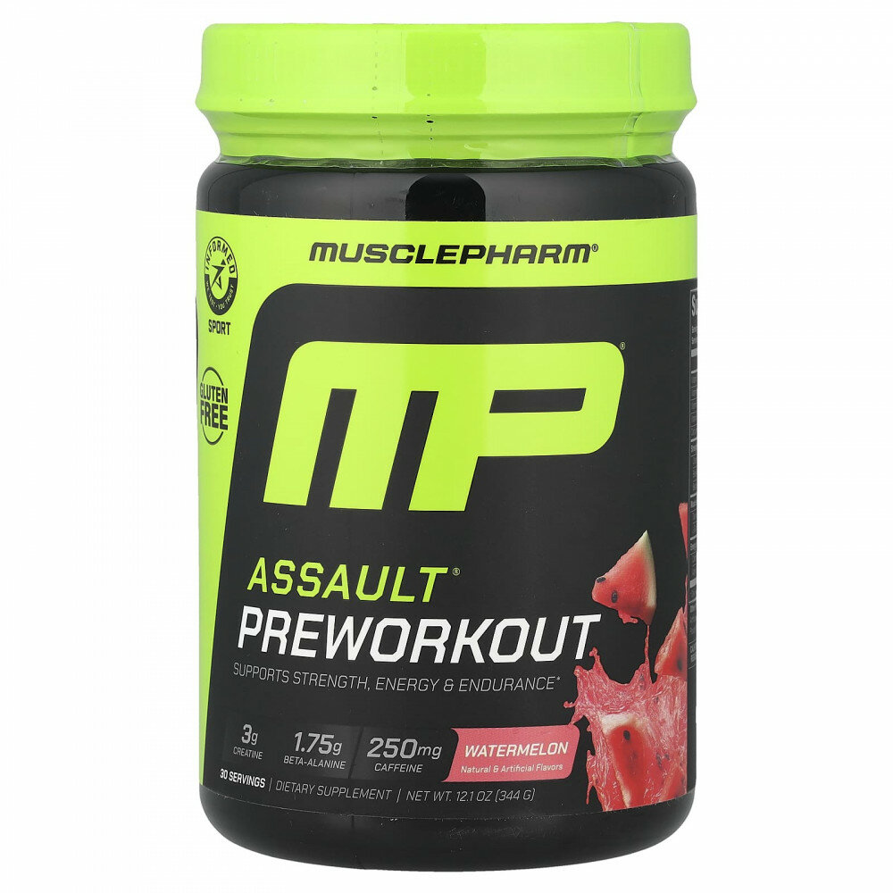 MusclePharm, Assault®, предтренировочный комплекс, со вкусом арбуза, 344 г (12,1 унции)