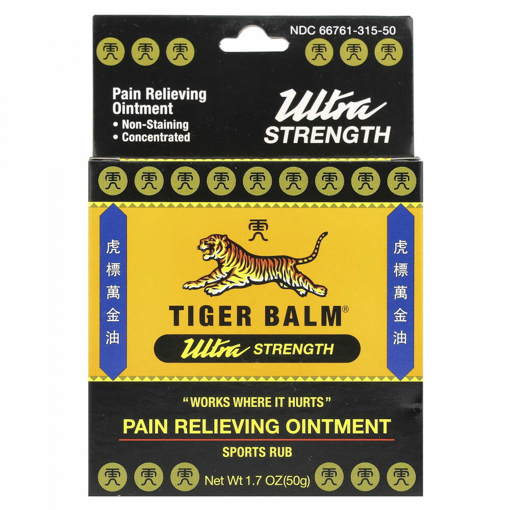 Tiger Balm, обезболивающая мазь ультрасильного действия, 50 г (1,7 унции)