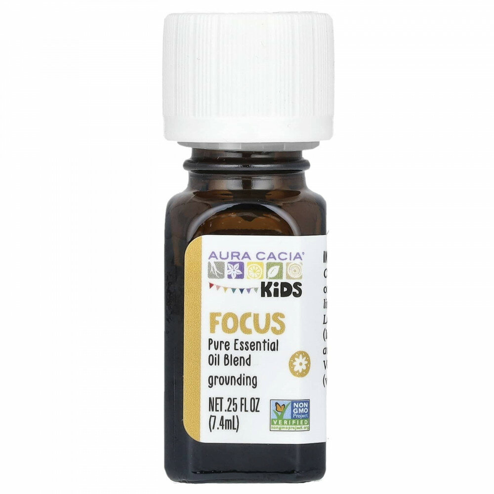 Aura Cacia, Kids, смесь чистых эфирных масел, Focus, 7,4 мл (0,25 жидк. унц.)