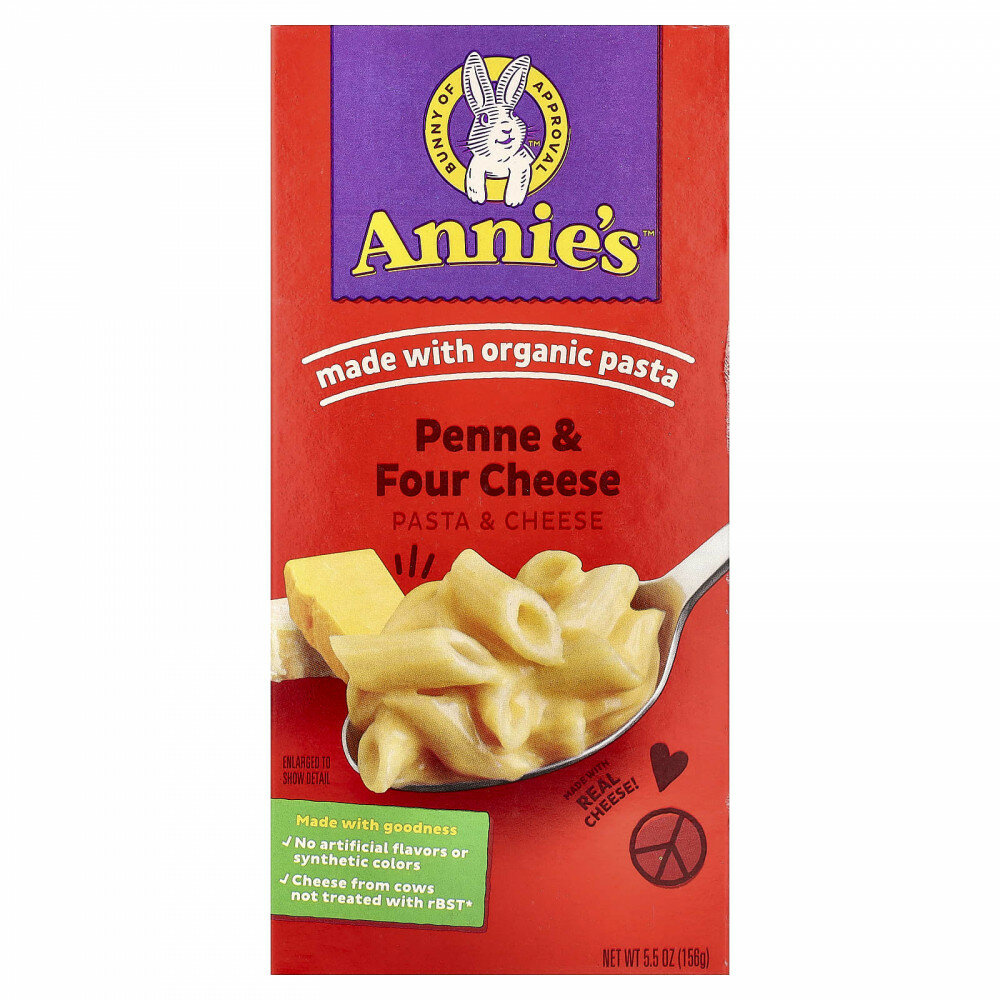 Annie's Homegrown, Pasta & Cheese, Penne & Four Cheese, 156 г (5,5 унции)