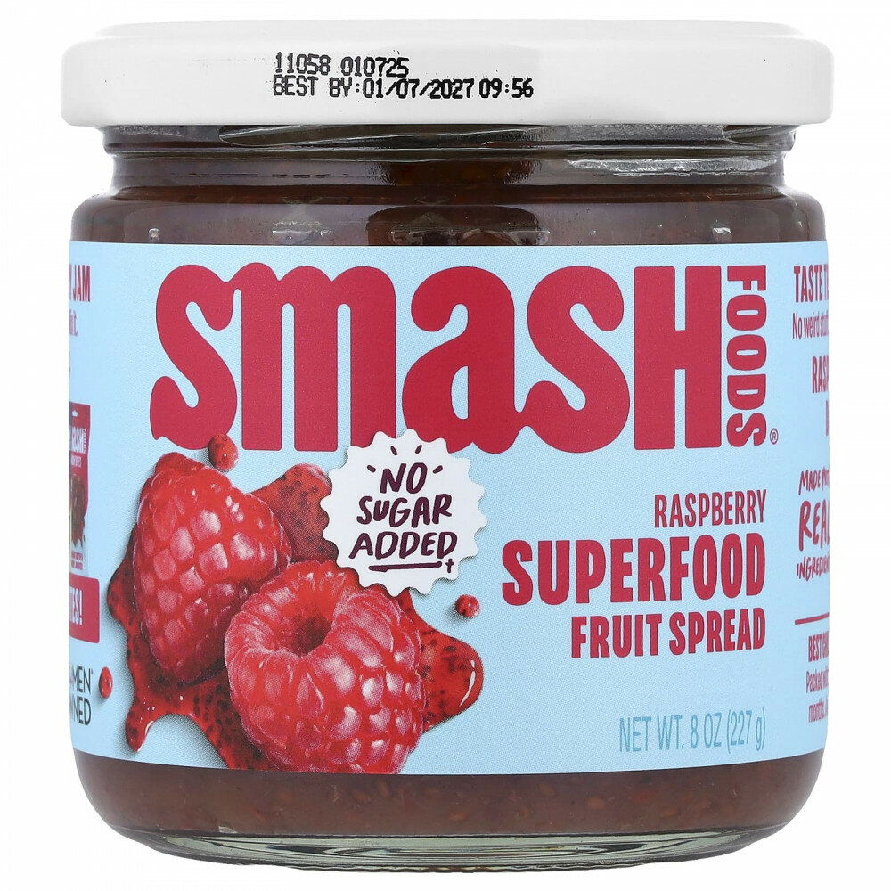 Smash Foods, фруктовая паста с суперфудами, малина, 227 г (8 унций)