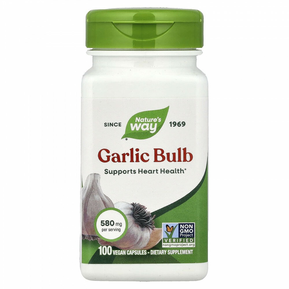 Nature's Way, луковицы чеснока, 580 мг, 100 веганских капсул