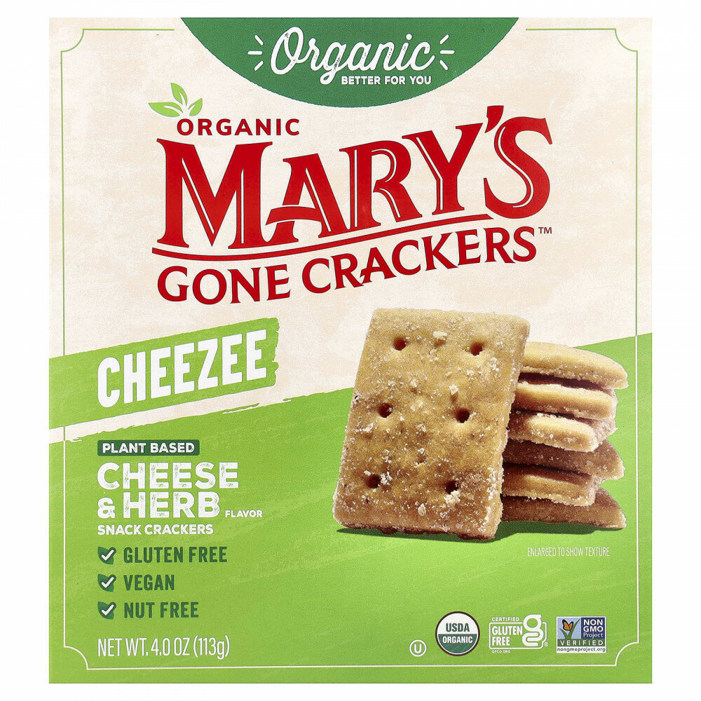 Mary's Gone Crackers, органические крекеры-снеки, сыр и травы, 113 г (4 унции)