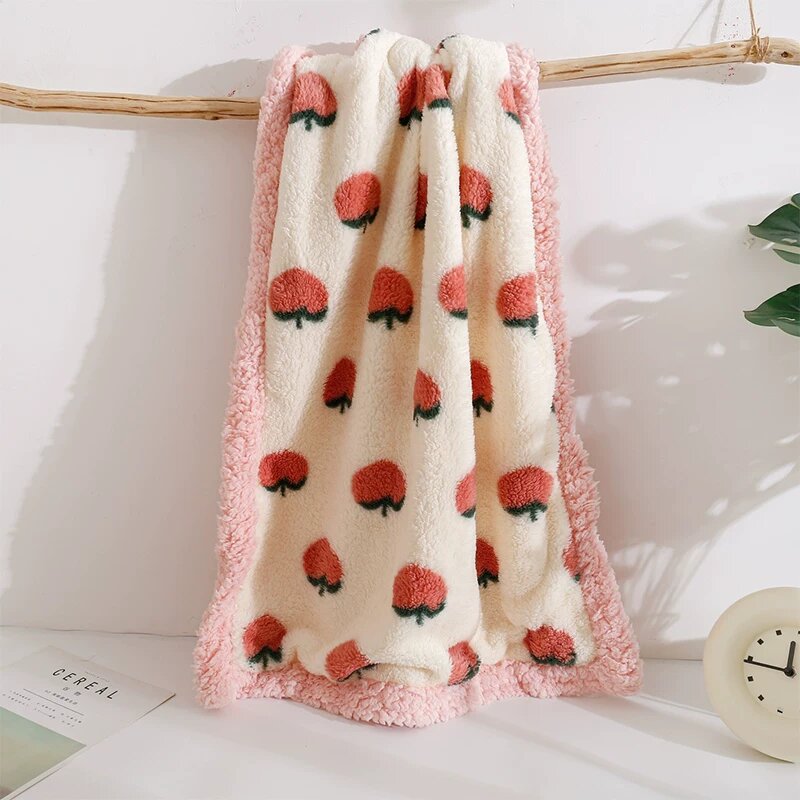 Всесезонный коврик для кроликов, 60x40см, светло-розовый персик, двусторонний флис, теплый и мягкий для мелких питомцев