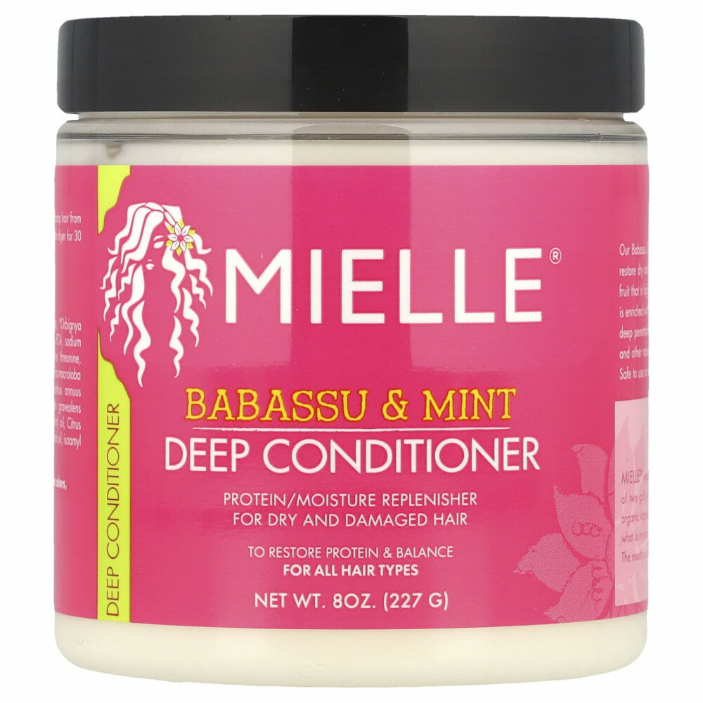 Mielle, глубокое кондиционер, для всех типов волос, бабассу и мята, 227 г (8 унций)