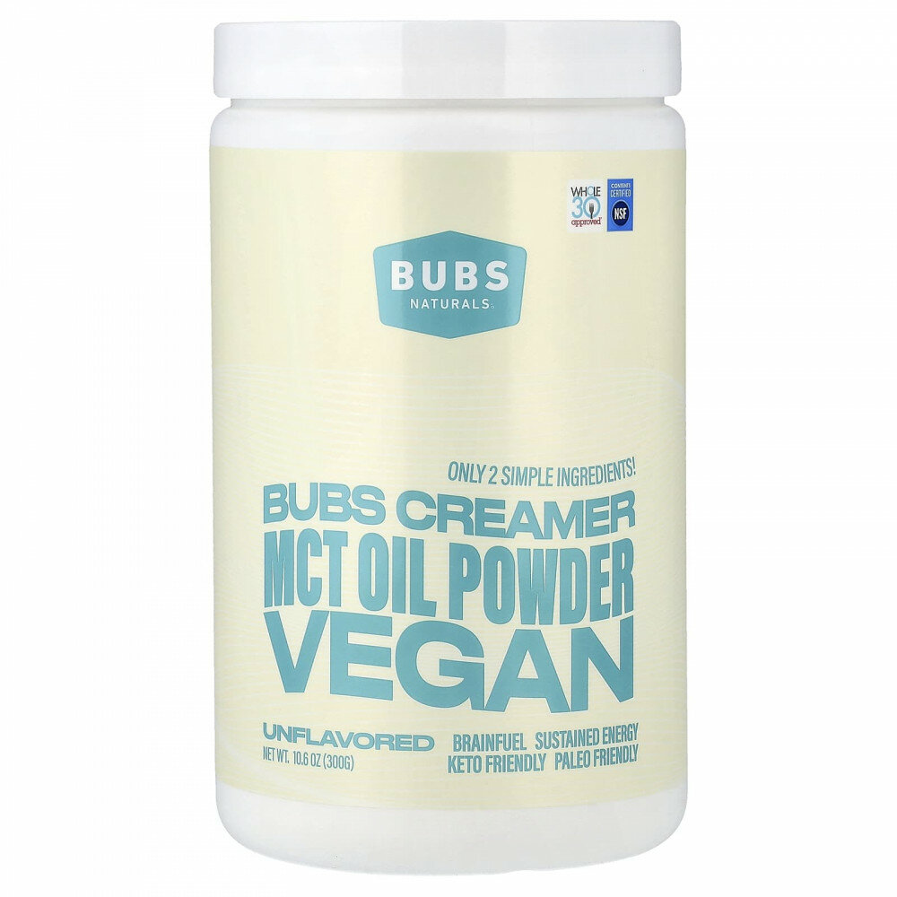 BUBS Naturals, Bubs Creamer, масло MCT в порошке, без добавок, 300 г (10,6 унции)