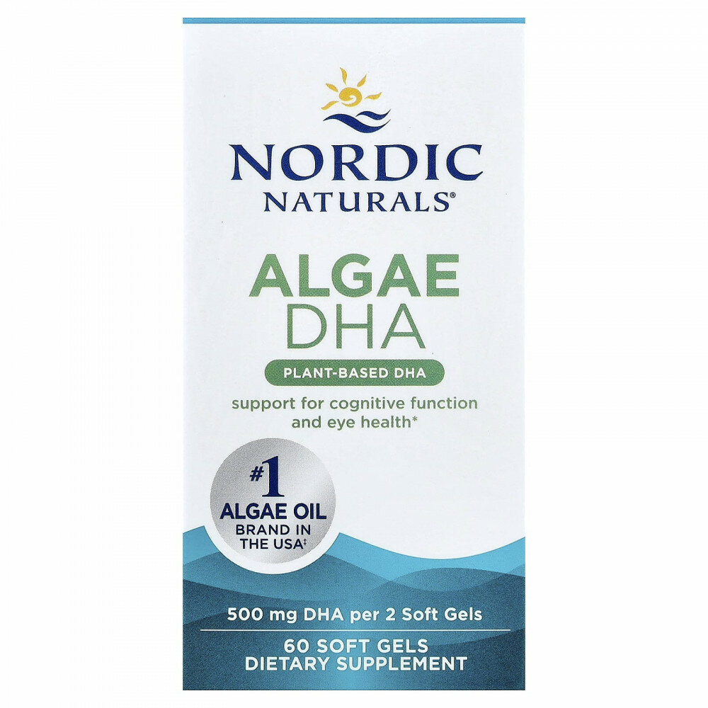Nordic Naturals, ДГК из водорослей, 60 мягких таблеток (250 мг в мягком геле)