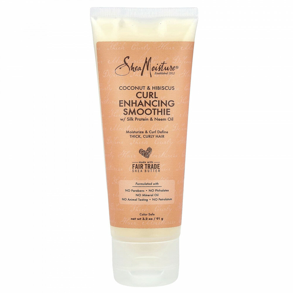 SheaMoisture, Смузи для локонов с шелковым протеином и маслом нима, кокосом и гибискусом, 91 г (3,2 унции)