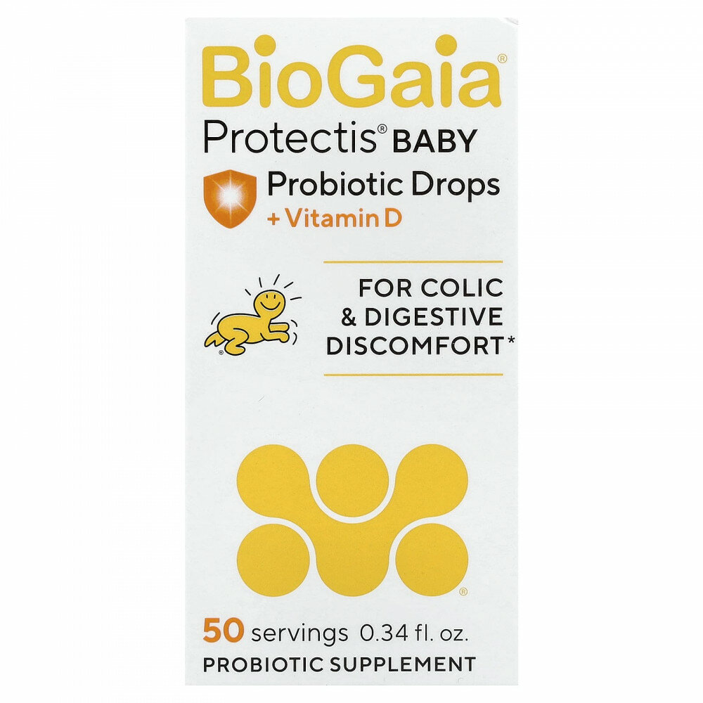 BioGaia, Protectis® Baby, пробиотик в каплях с витамином D для детей, 10 мл (0,34 жидк. унции)
