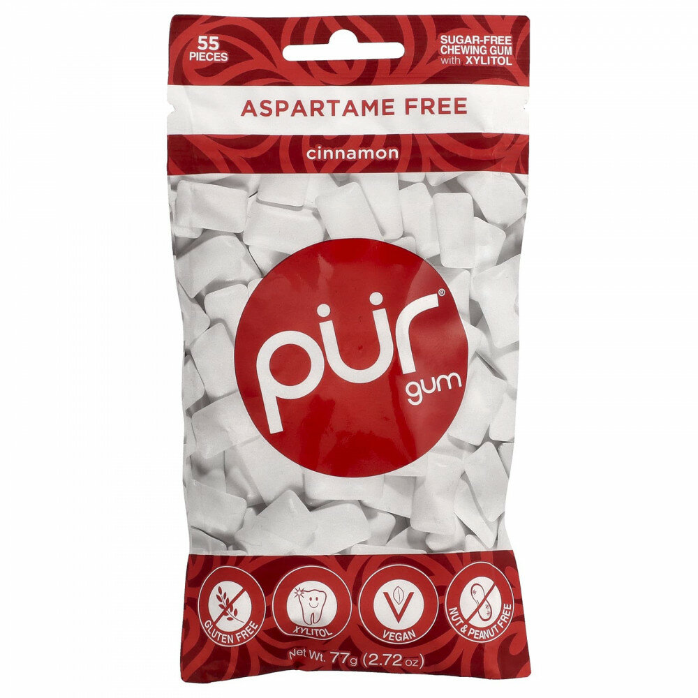 The PUR Company, Жевательная резинка, корица, 55 шт, 77 г (2,72 унции)