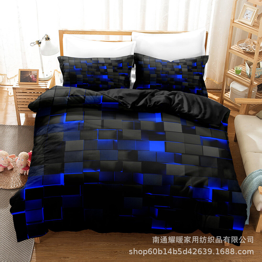 Новинка 2024 года: европейско-американский комплект постельного белья с 3D-градиентным цифровым принтом и эффектом бархатистой текстуры, состоящий из двух или трех предметов.