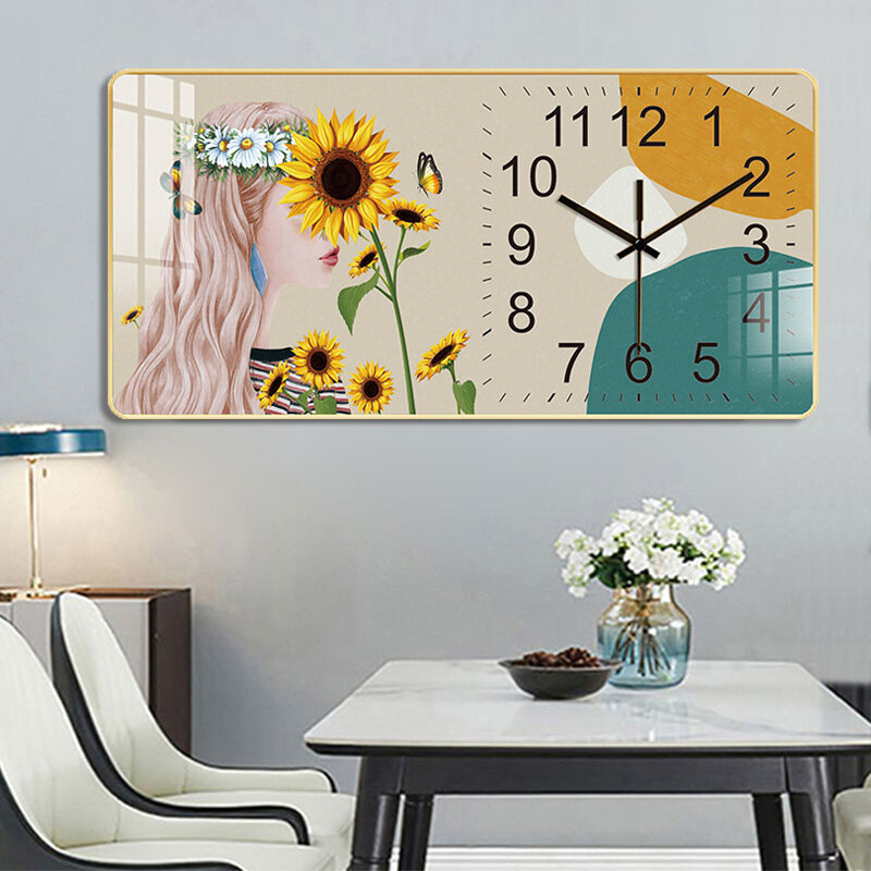 Новые настенные часы в стиле легкой роскоши для гостиной, декоративная картина, настенные часы для прихожей, креативные бесшумные часы в китайском стиле для столовой.