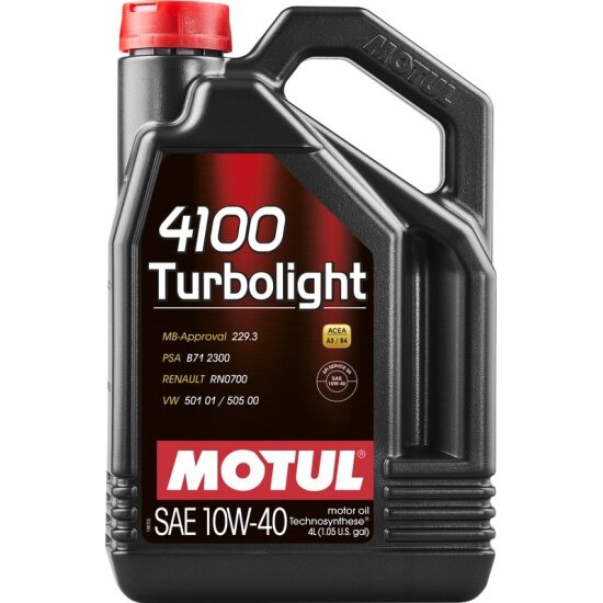Моторное масло Motul 4100 Turbolight 10W-40 полусинтетическое 4л (ЕС)