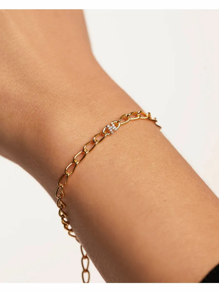 Браслет-цепочка, серебро, 925 проба, циркон