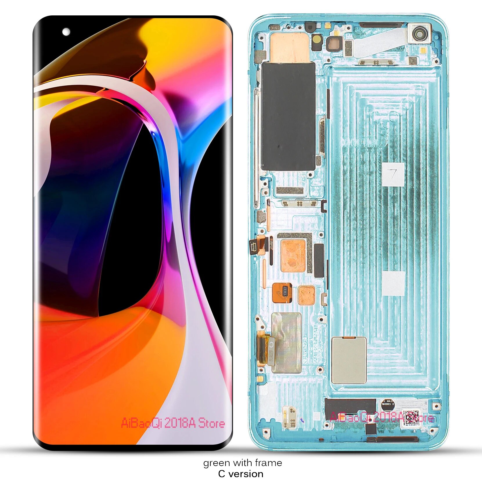 Для Xiaomi Mi 10 Экран ЖК-дисплея Для Mi 10 Ultra Запчасти для ремонта ЖК-дисплея green with frame C