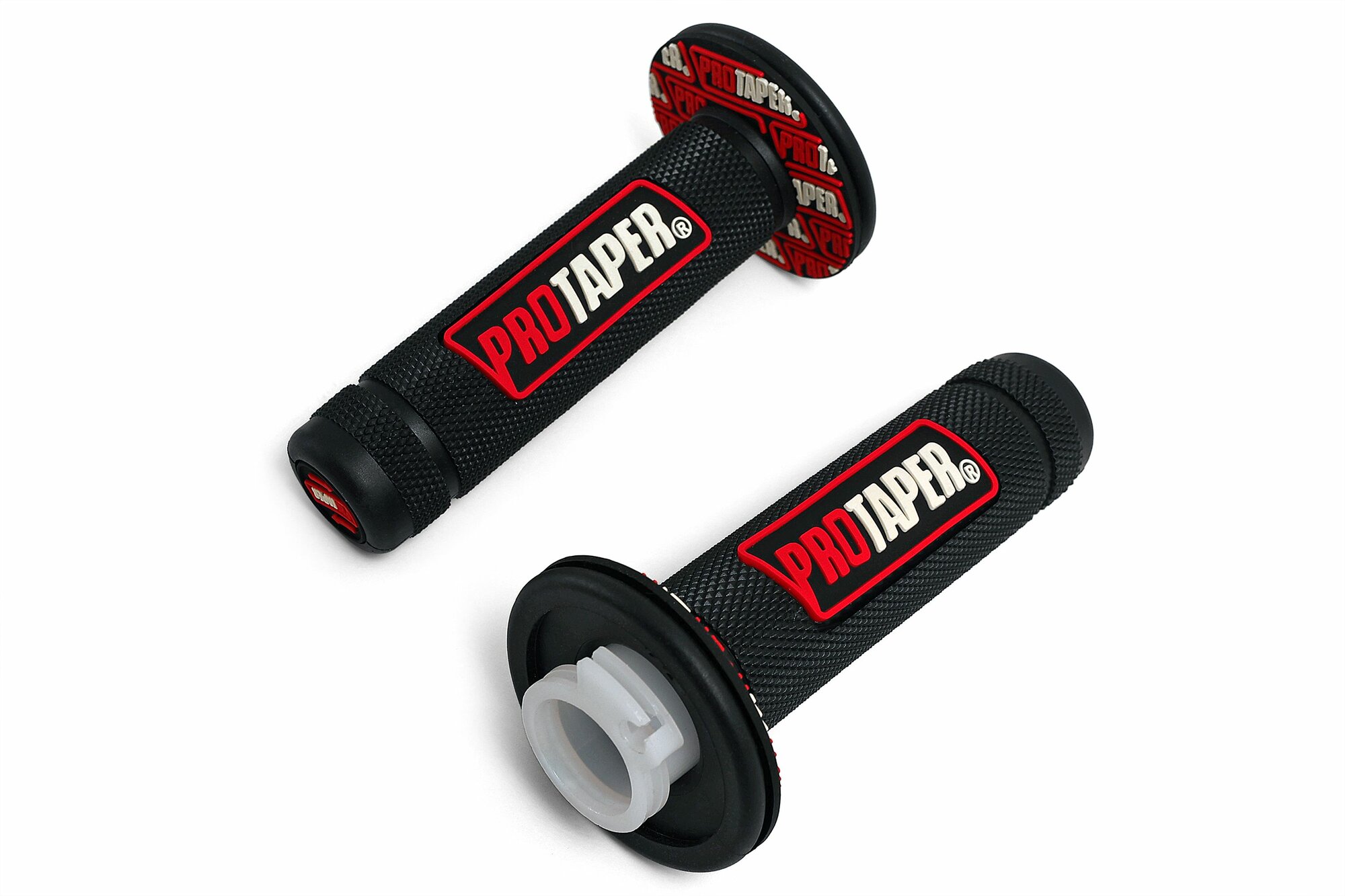 Ручки руля резиновые питбайк (пара) Pro-Taper черные/красные с пластиковой ручкой газа
