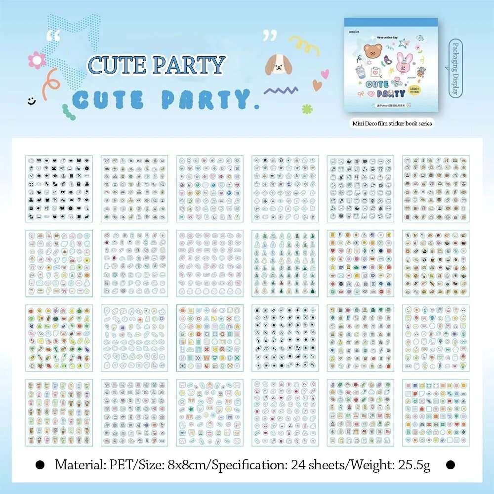 Наклейки на ногти Cute Party, 24 шт, Blue