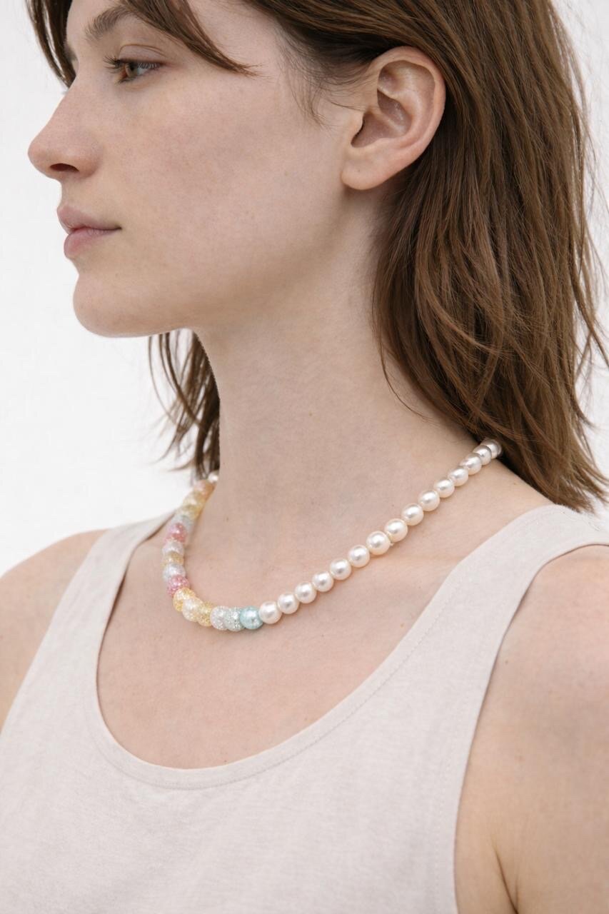 Колье, жемчуг пресноводный, кварц