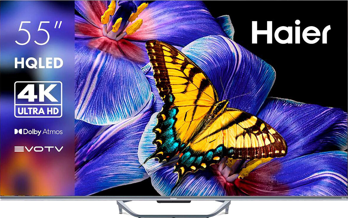 Телевизор Haier QLED 55" Smart TV S4 серебристый, 4K UltraHD, 3840x2160, HQLED, Smart TV, Wi-Fi, BT, Android TV
