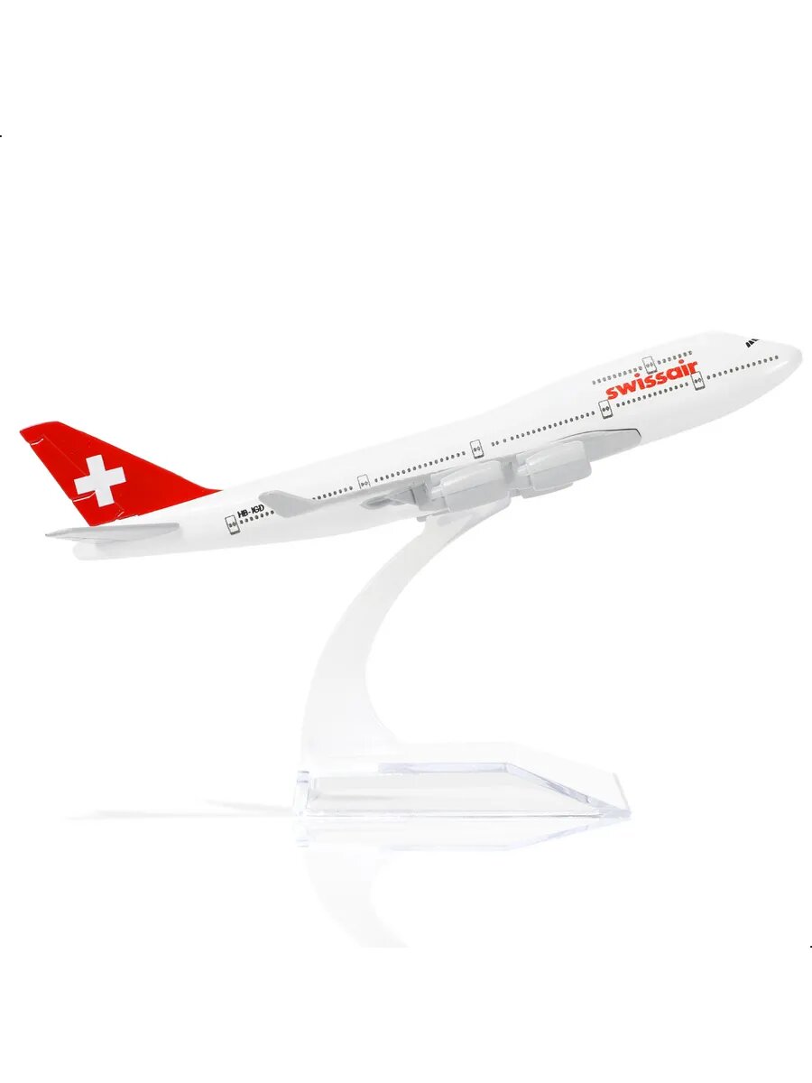 Модель Boeing 747 Swiss 1:400 15 см металл с подставкой