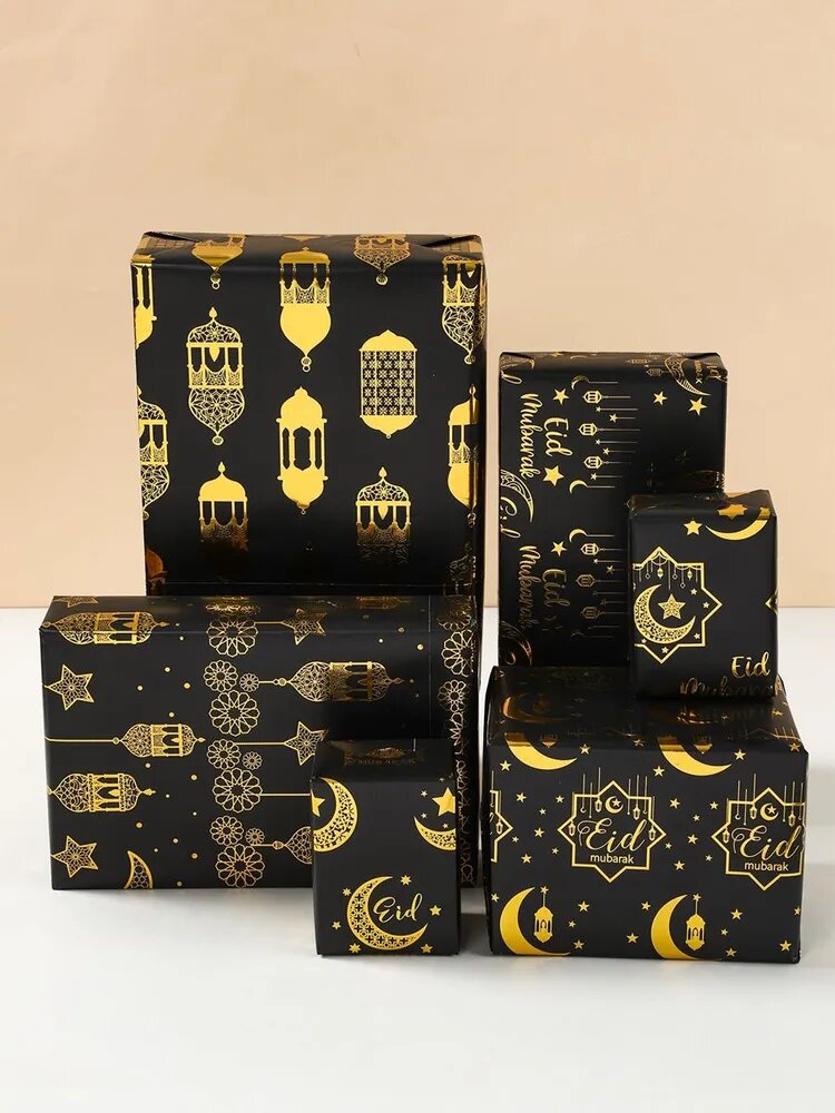 Бумага для подарочной упаковки, картон, крафт-бумага, подарочная, 70х50см, 6шт