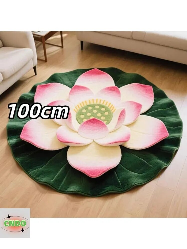 Коврик ковер с лотосомx100 см Круглый ковер для спальни, нескользящий мягкий ковер для дома