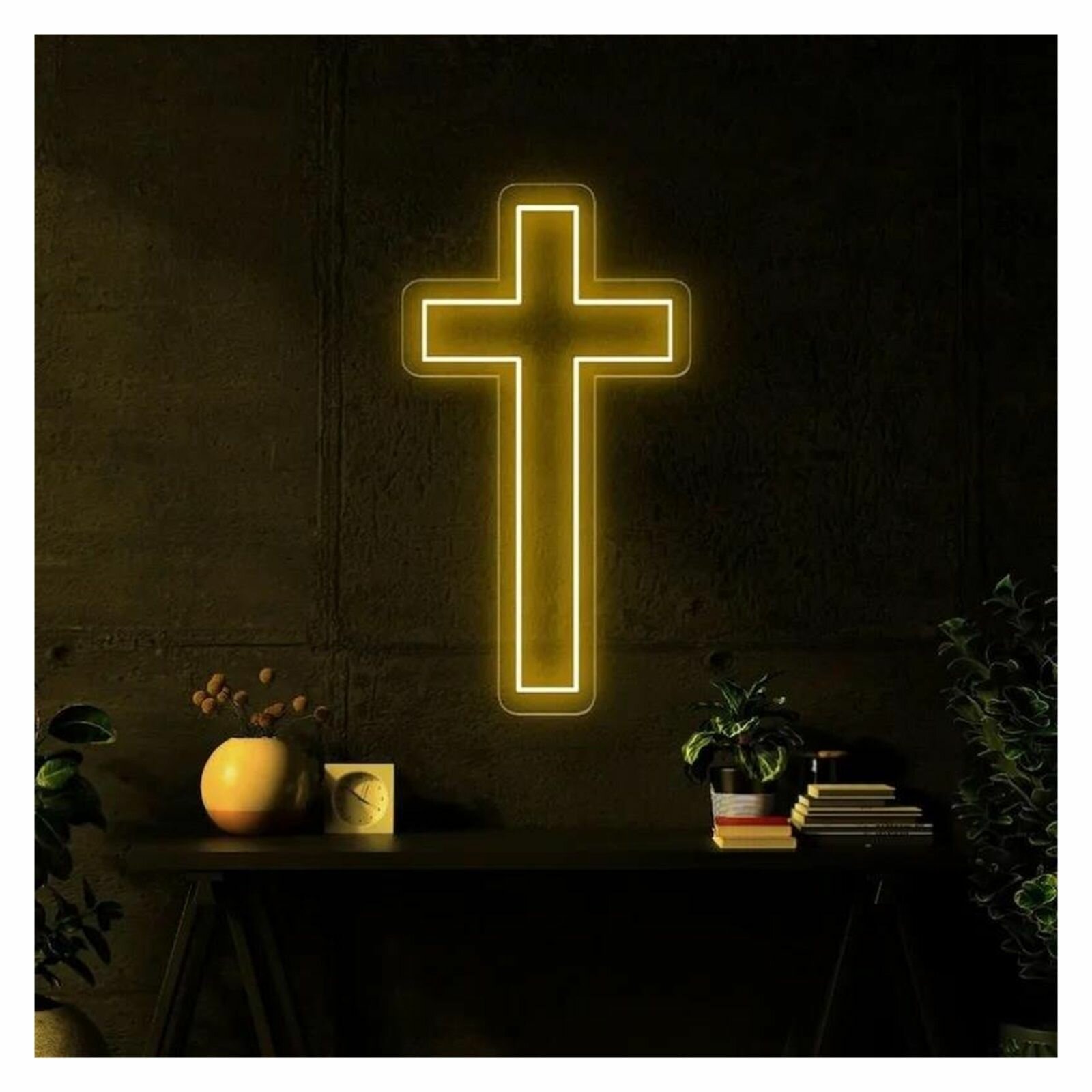 Декор Комнаты С Неоновой Вывеской В Виде Креста 40x23см