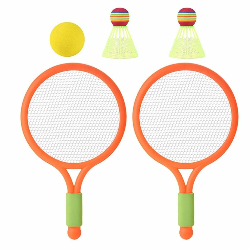 Детский набор: ракетки для тенниса и бадминтона, 2 волана, оранжевый цвет