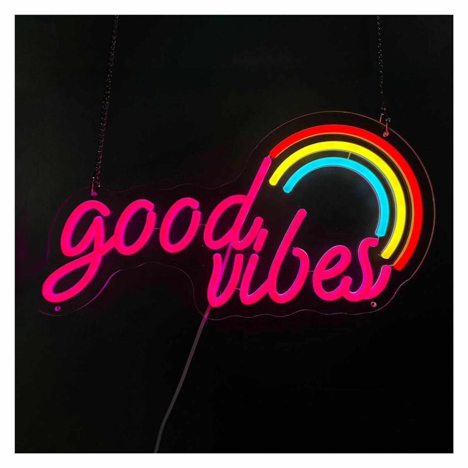 Светодиодная неоновая вывеска "Good Vibes" с регулируемой яркостью 20см 39,2см