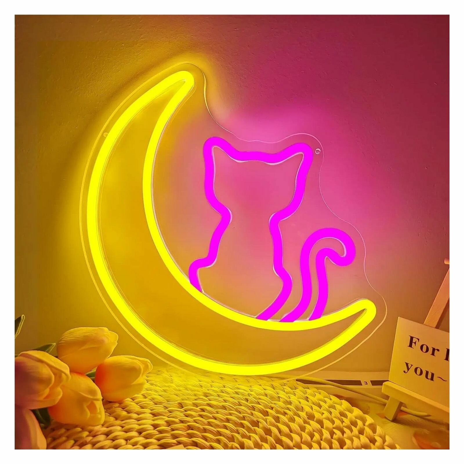 Неоновая Вывеска Cat С Питанием От USB Светодиодный Декор Для Стен 27.7см 28,2см