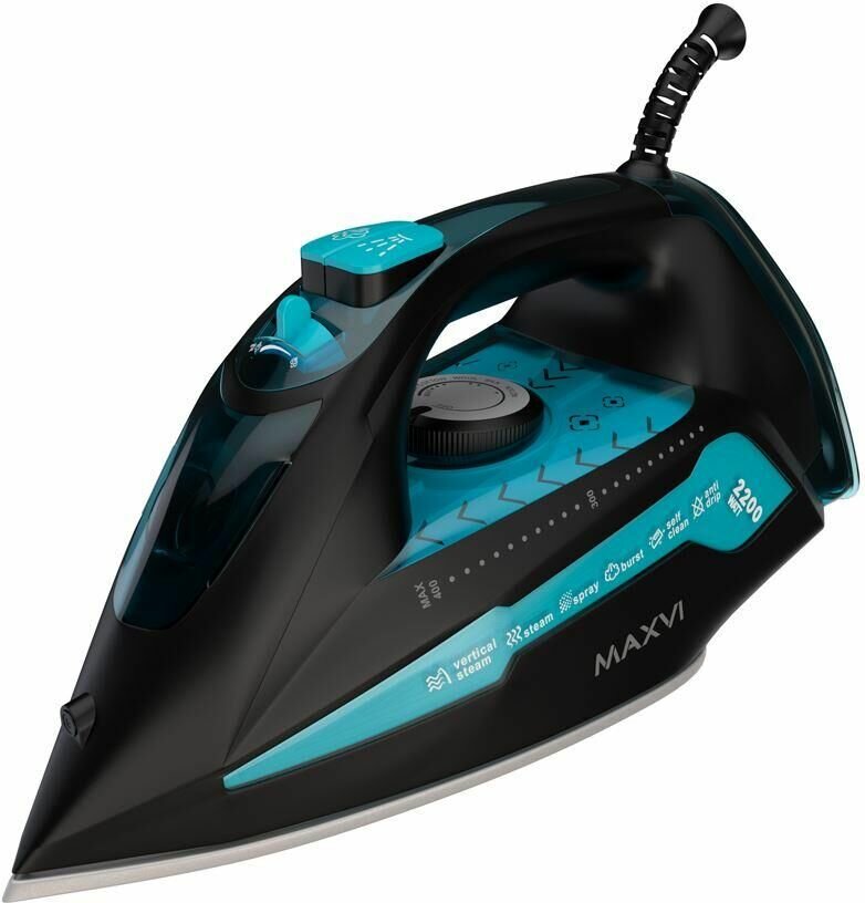 Утюг Maxvi для одежды с паром SI2202 черный-turquoise