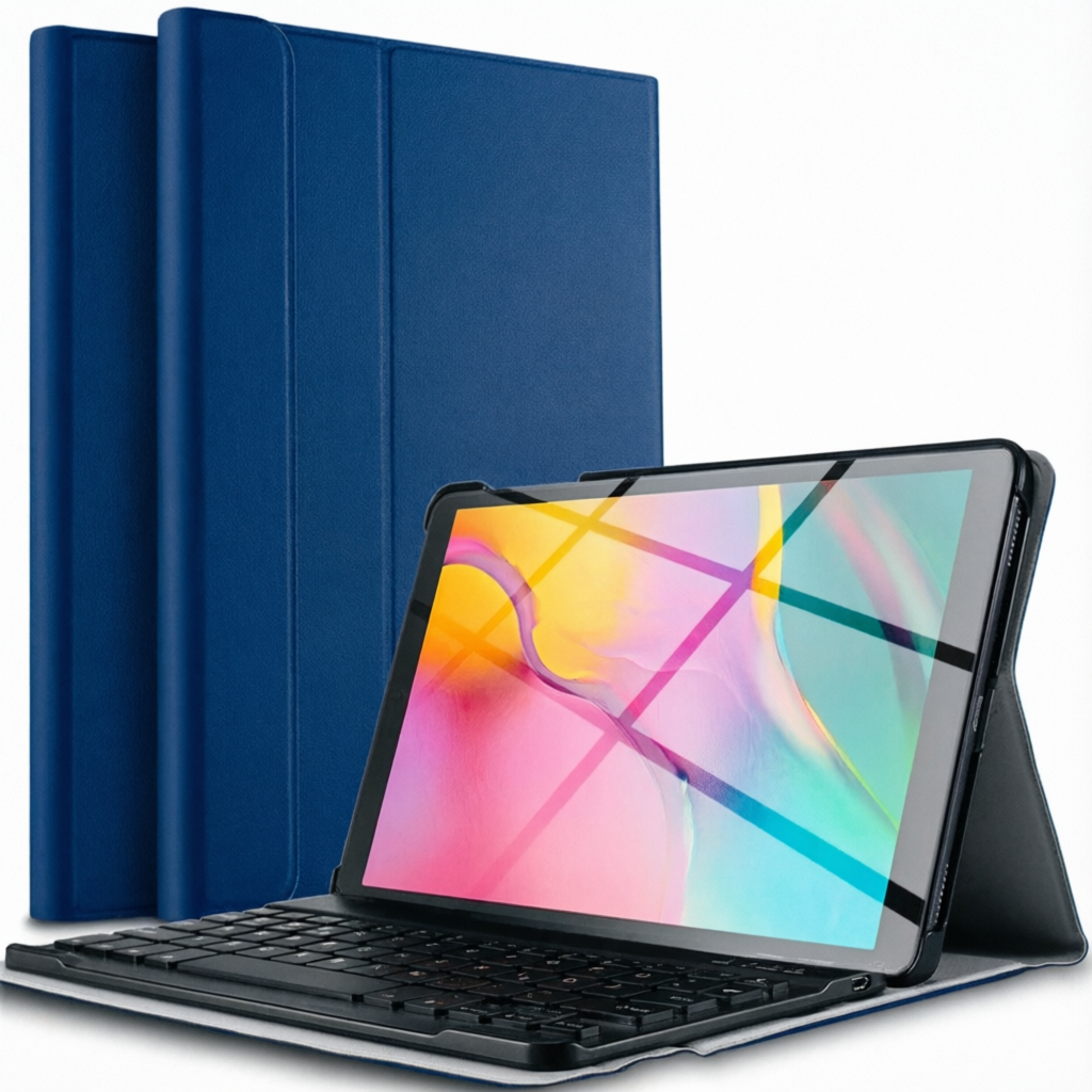 Чехол-клавиатура "MyPads", для Samsung Tab S7/S8 Plus, синий, искусственная кожа