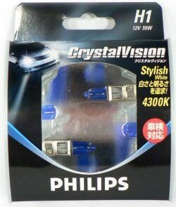 Лампа PHILIPS H1-12-55 CRISTAL VISION 4300К (набор 2шт H1 + 2шт W5W) Philips арт. 12258CVSM - высокое качество товара по