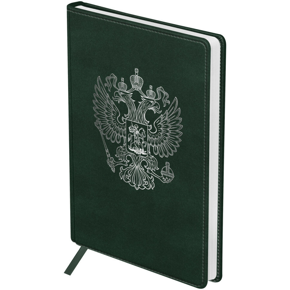 Ежедневник недатированный, А5, 160л, твердый переплет, кожзам, BG "Орел" зеленый, 369604