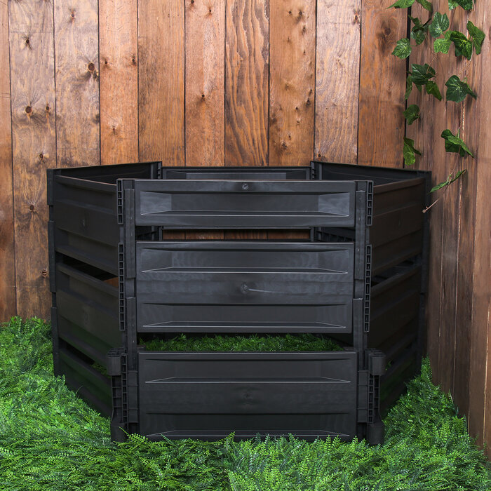 Компостер пластиковый, 600 л, 125 x 105 x 70 см, чёрный