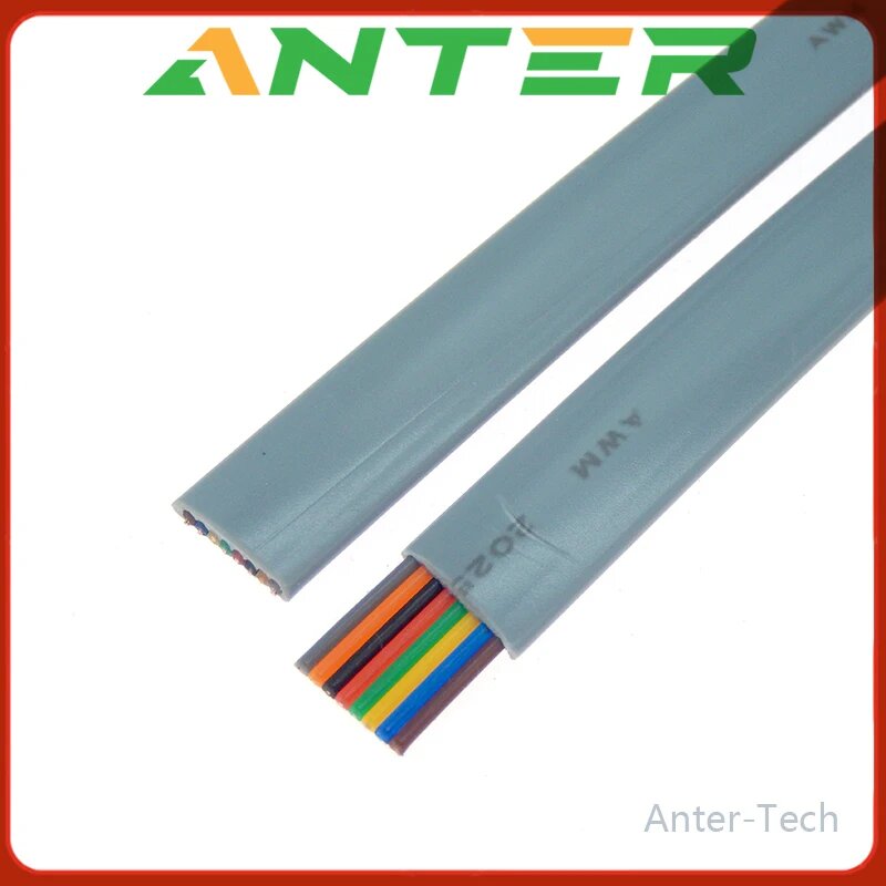 Плоский кабель RJ45, 1 метр, 8 ядер, 20251, 26AWG, телефонный провод, ПВХ, серебристо-серый