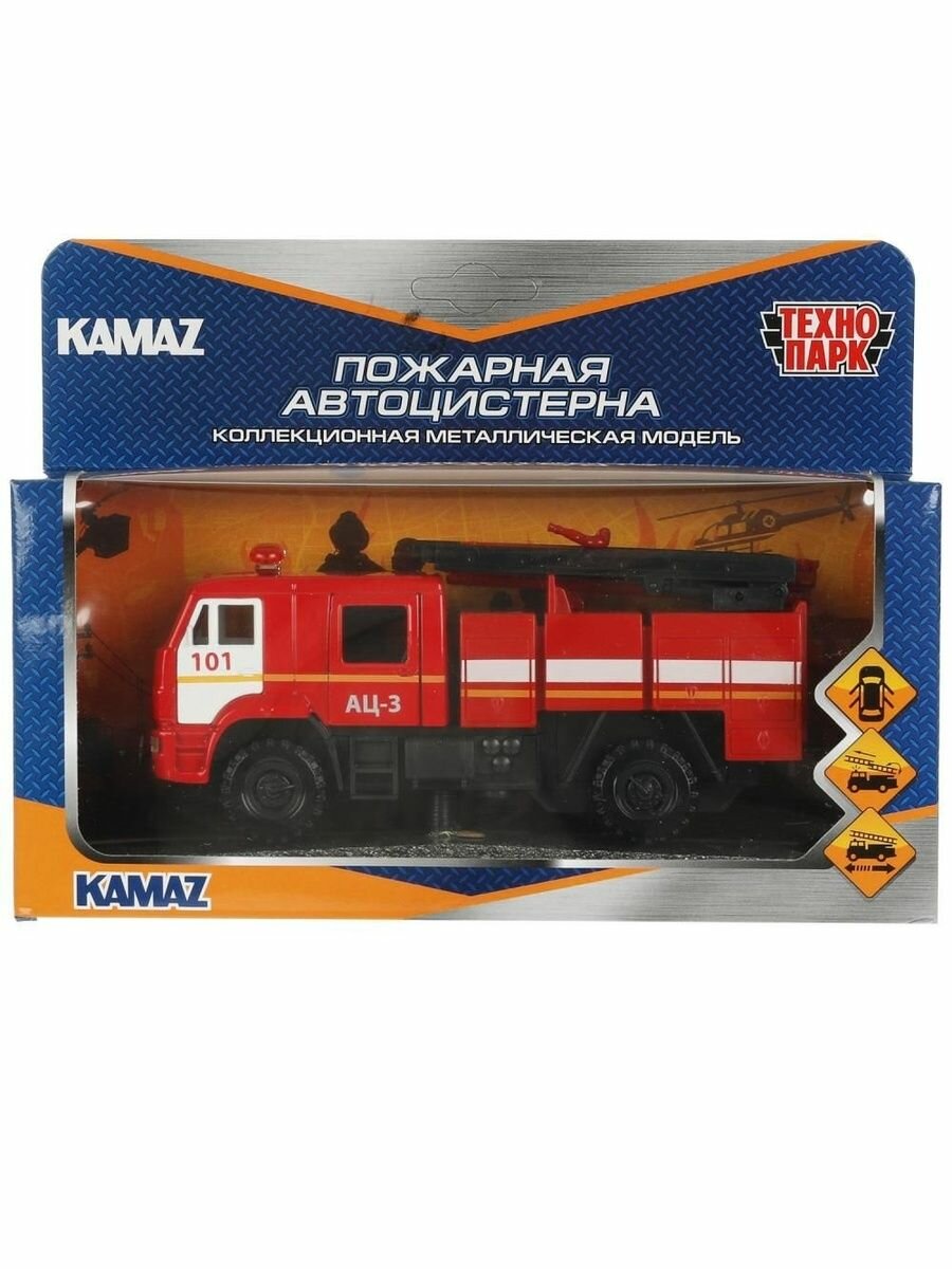 Машина Камаз-43502 Пожарная АЦ металл 15см Технопарк