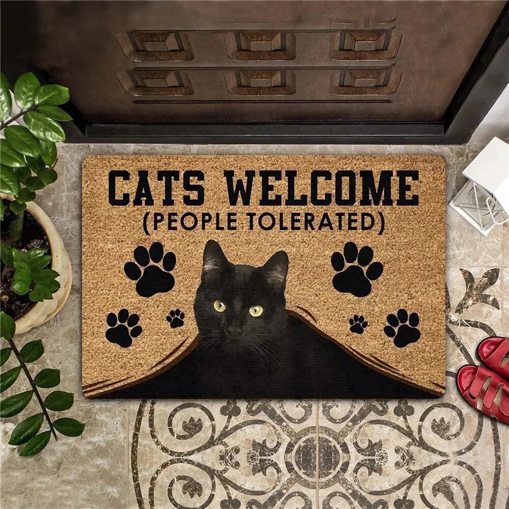 Коврик для ванной Cats Welcome (People Tolerated) 50x80 см Черный