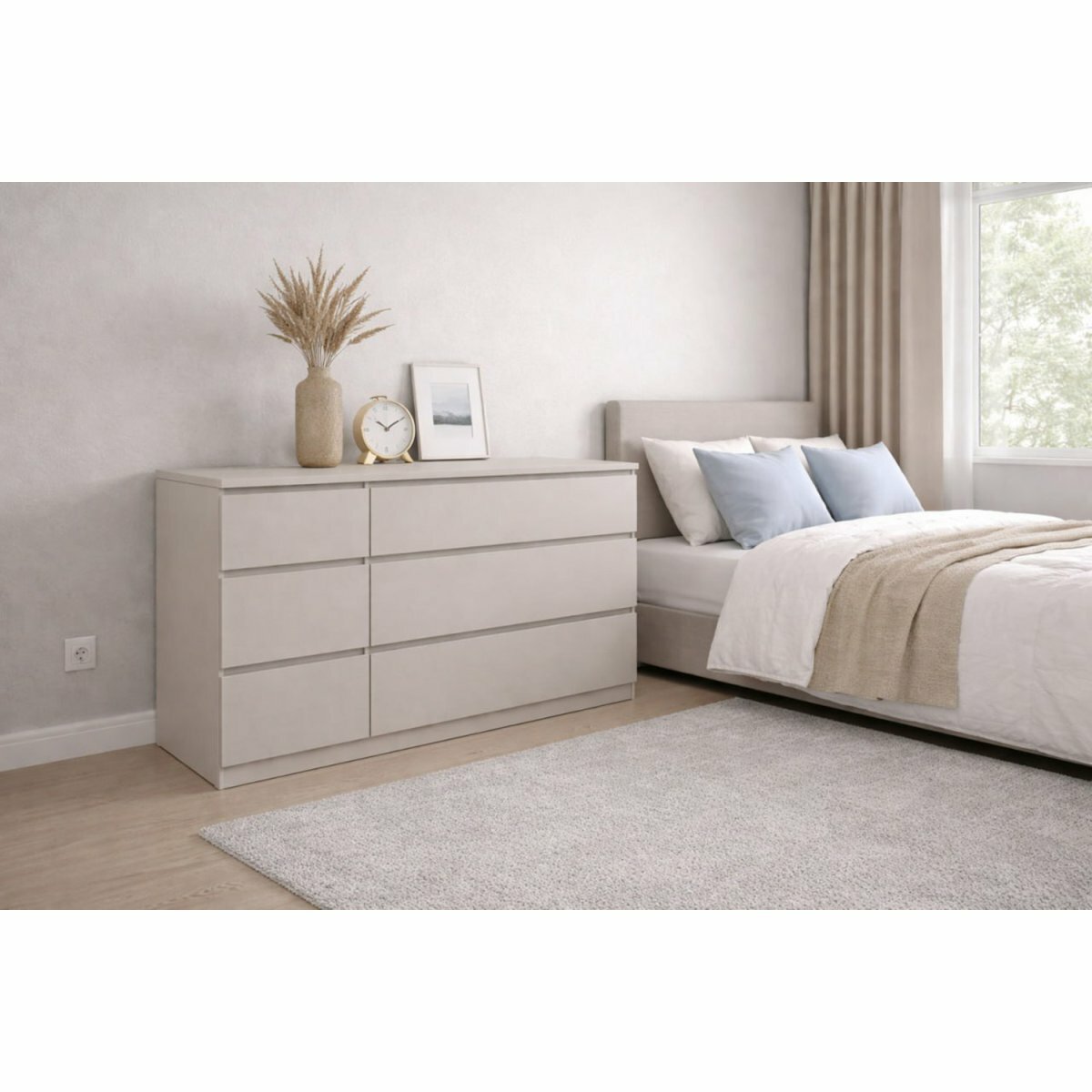 Комод для одежды и вещей №3 "Акация" , 6 ящ, 130х44х80 см, кашемир