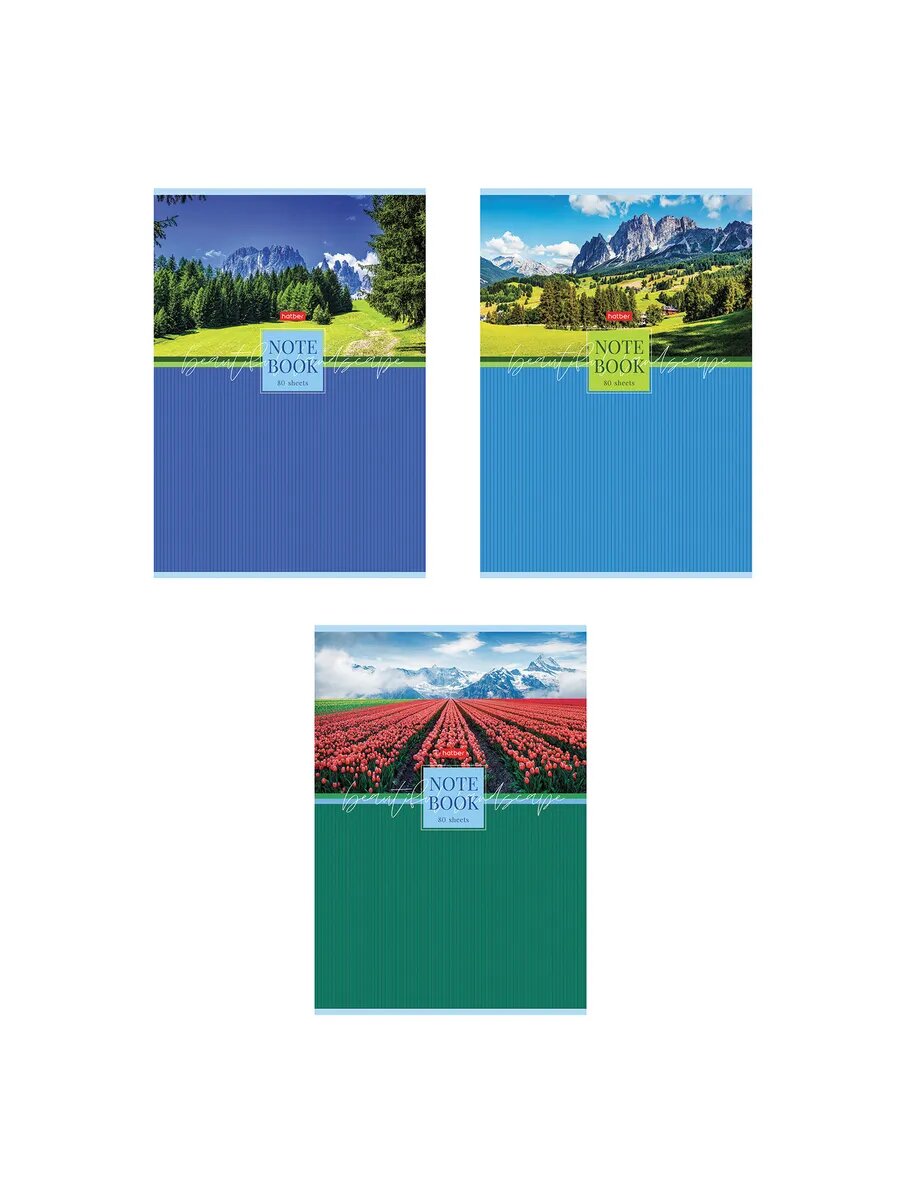 Тетрадь А4 80л, клетка, глянц. ламинация, Живописные пейзажи