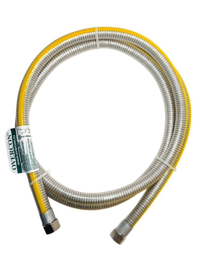 Сильфонная подводка для газа с ПВХ OVERCON 1/2"Г/Г 200 см