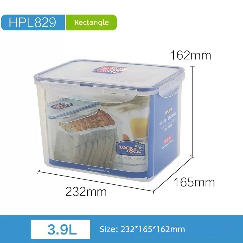 Lock&Lock HPL829 Прозрачный контейнер для хранения еды без дренажной пластины, 3,9 л