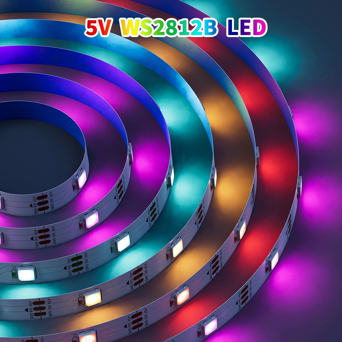 Адресная светодиодная лента WS2812B RGB, 5В White PCB, 2M 30 IP30