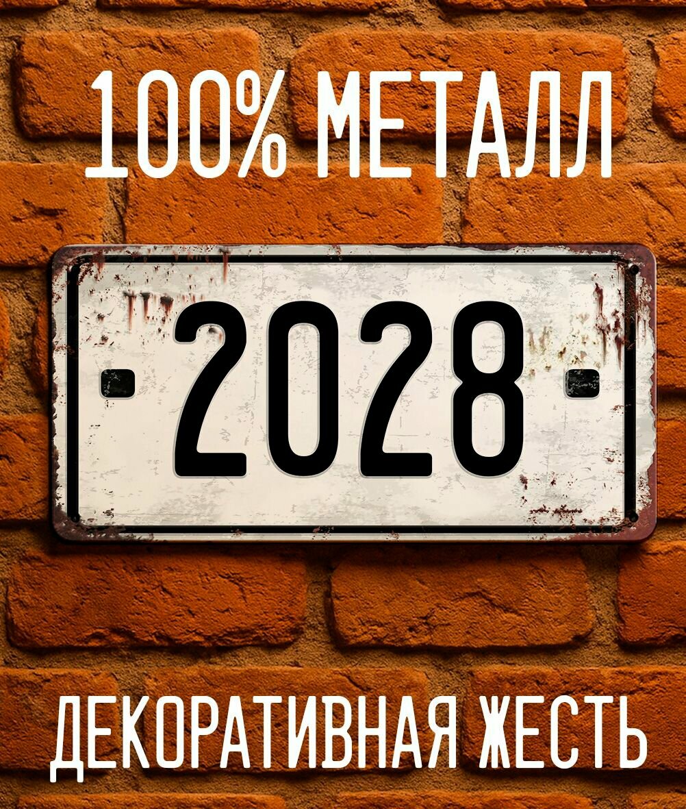 2028 год - Табличка металлическая. Табличка с номером 2028, 15х30 см.