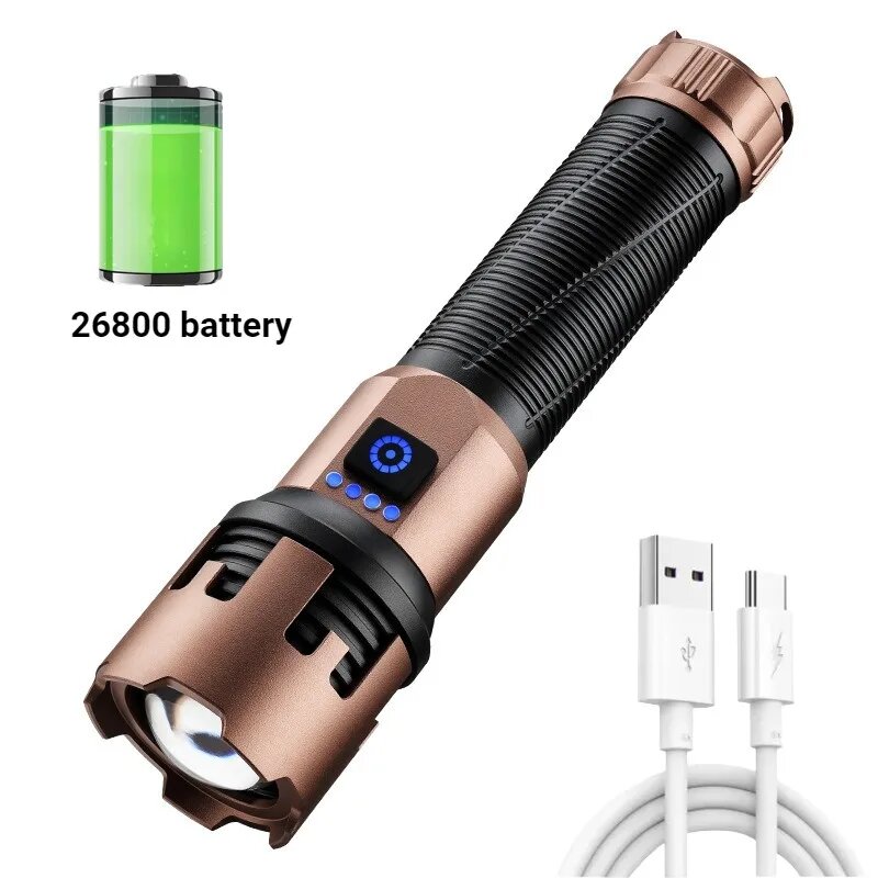 Фонарь 26800 Battery, алюминиевый, белый, Type-C, 30Вт