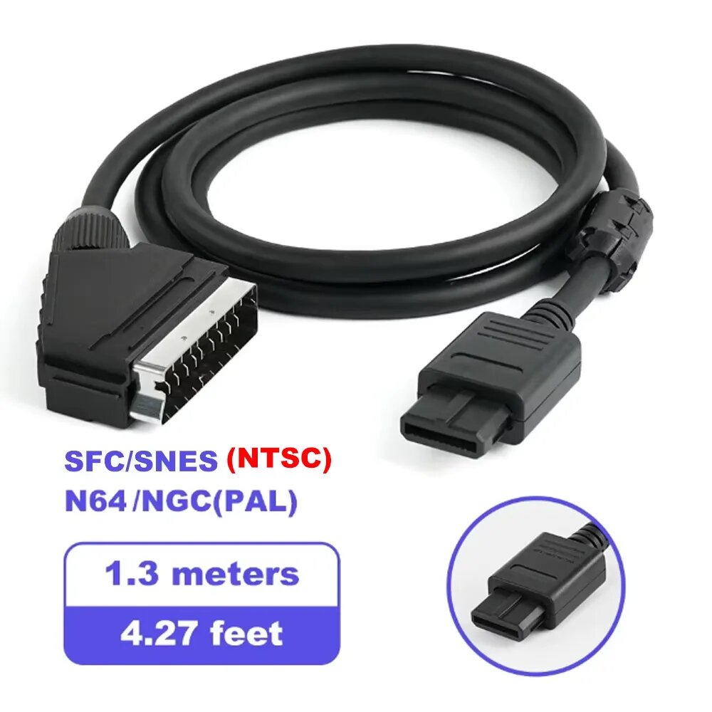 SYNC RGB Scart видеокабель 1,3 м для игровых приставок For N64 NGC PAL