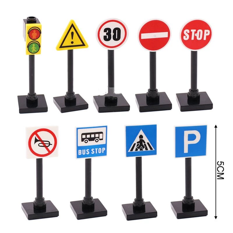 Полный набор из 9 дорожных знаков для моделирования дорог, один комплект, образовательная игрушка