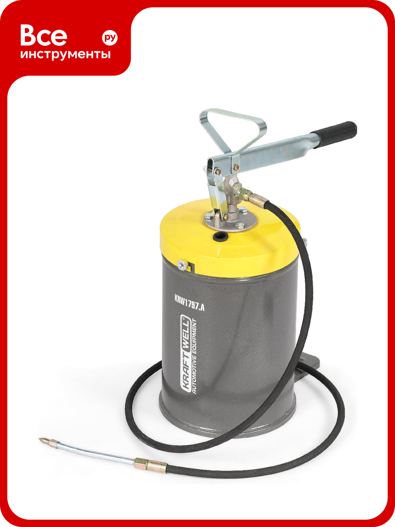 Нагнетатель солидола с ручным приводом, переносной, с раздаточным шлангом для точной смазки механизмов