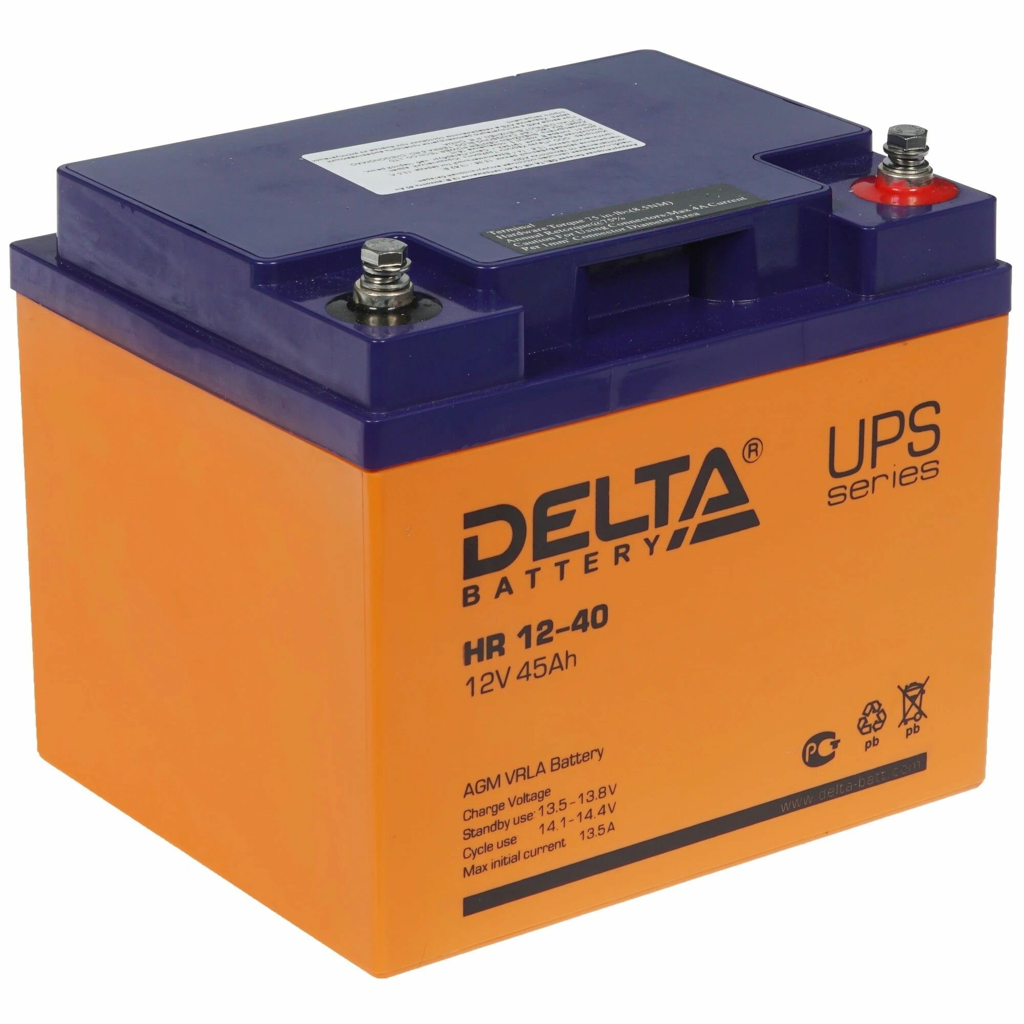 Delta HR 12-40 (40 А/ч, 12В) свинцово- кислотный аккумулятор